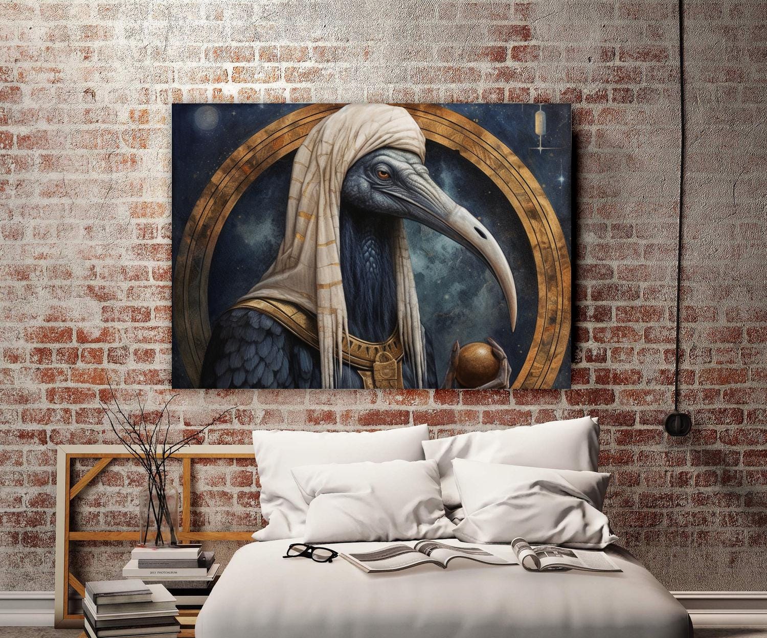 Thoth Egyptian God Canvas Painting, Egyptian Wall Painting, Home Decor ...