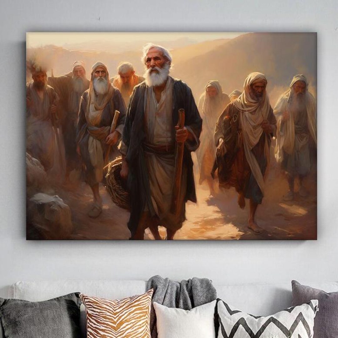 Moses Canvas Painting, Jewish Wall Art, Torah Home Decor, Modern ...