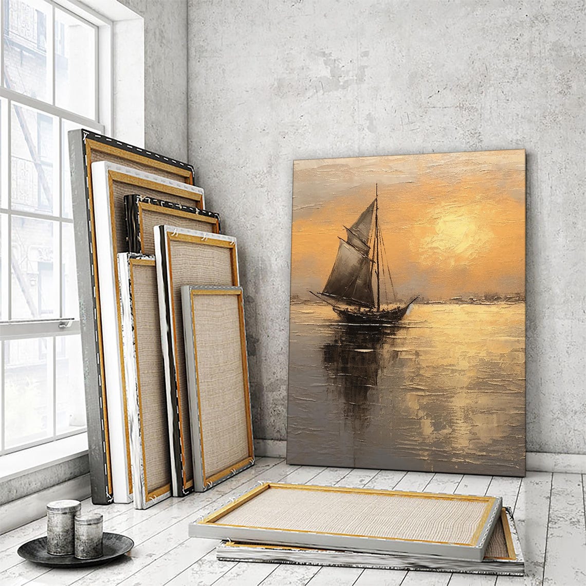 Sailing Boat Canvas Painting, Boat Wall Painting, Sailor Home Decor ...