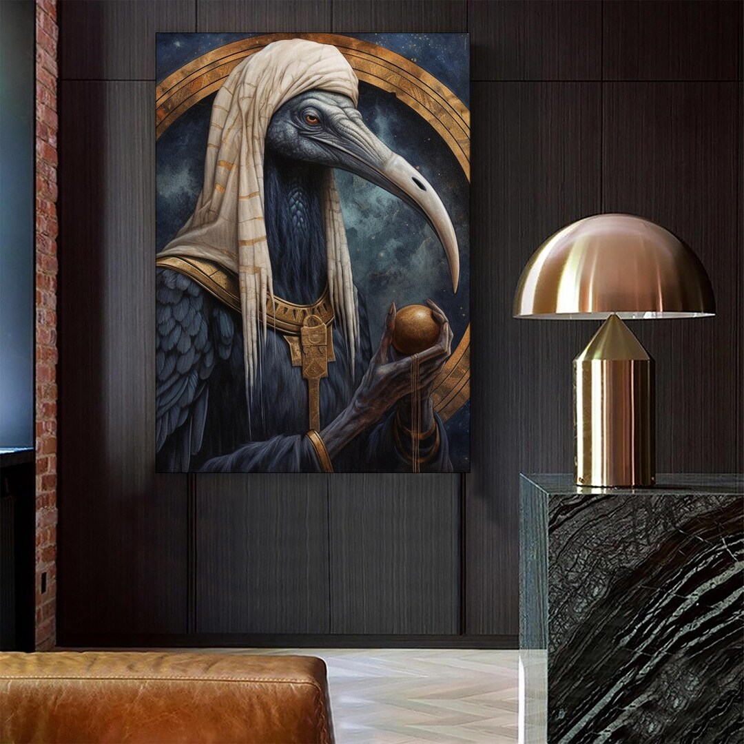 Thoth Canvas Painting, Egyptian Mythology Wall Art, Egyptian Home Decor ...