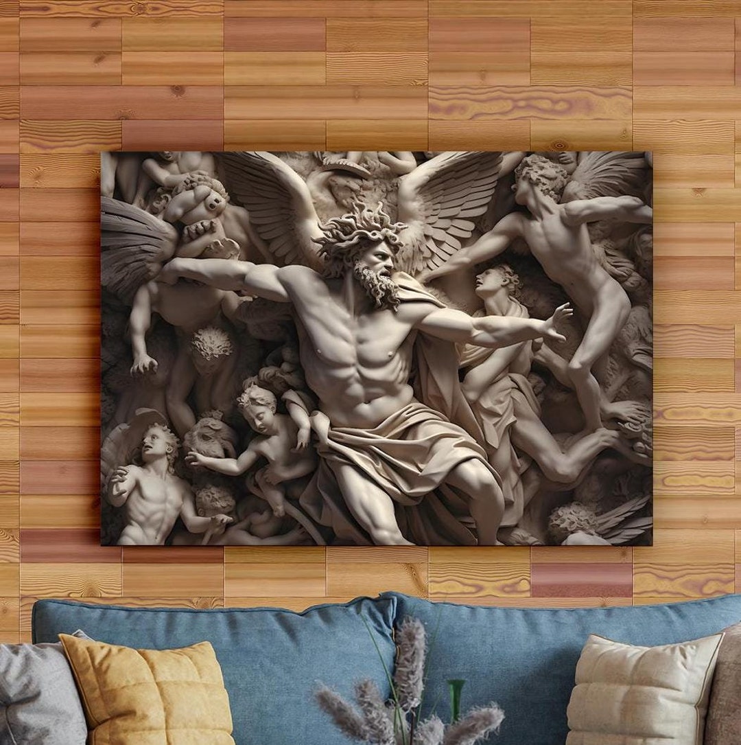 Zeus Statue Canvas Painting, Mythology Wall Painting, Greek Home Decor ...