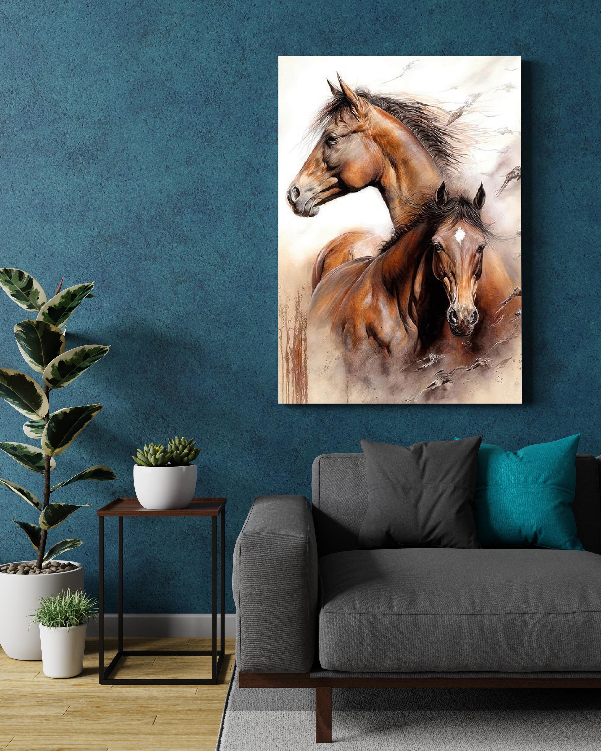 Horses Canvas Painting, Horse Wall Painting, Animal Home Decor, Modern ...