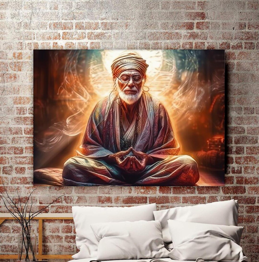 Sai Baba Canvas Painting, Sai Baba Wall Painting, Home Decor, Modern ...