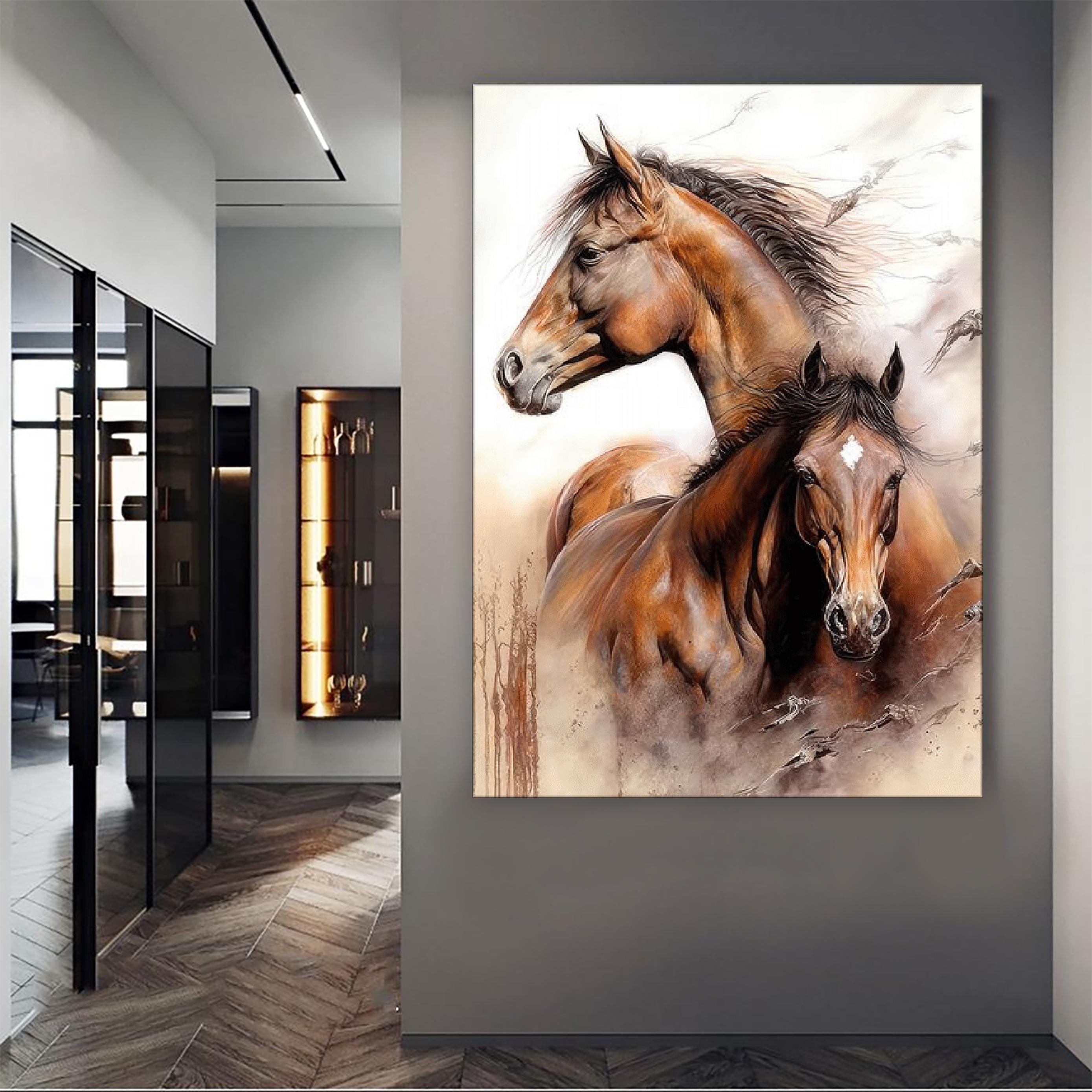 Horses Canvas Painting, Horse Wall Painting, Animal Home Decor, Modern ...