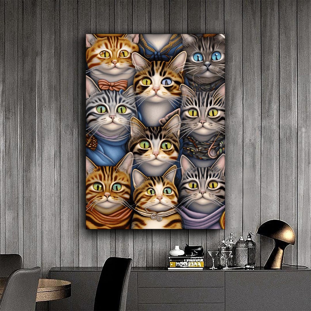 Kittens Portrait Canvas Painting, Cat Wall Painting, Animal Home Decor ...