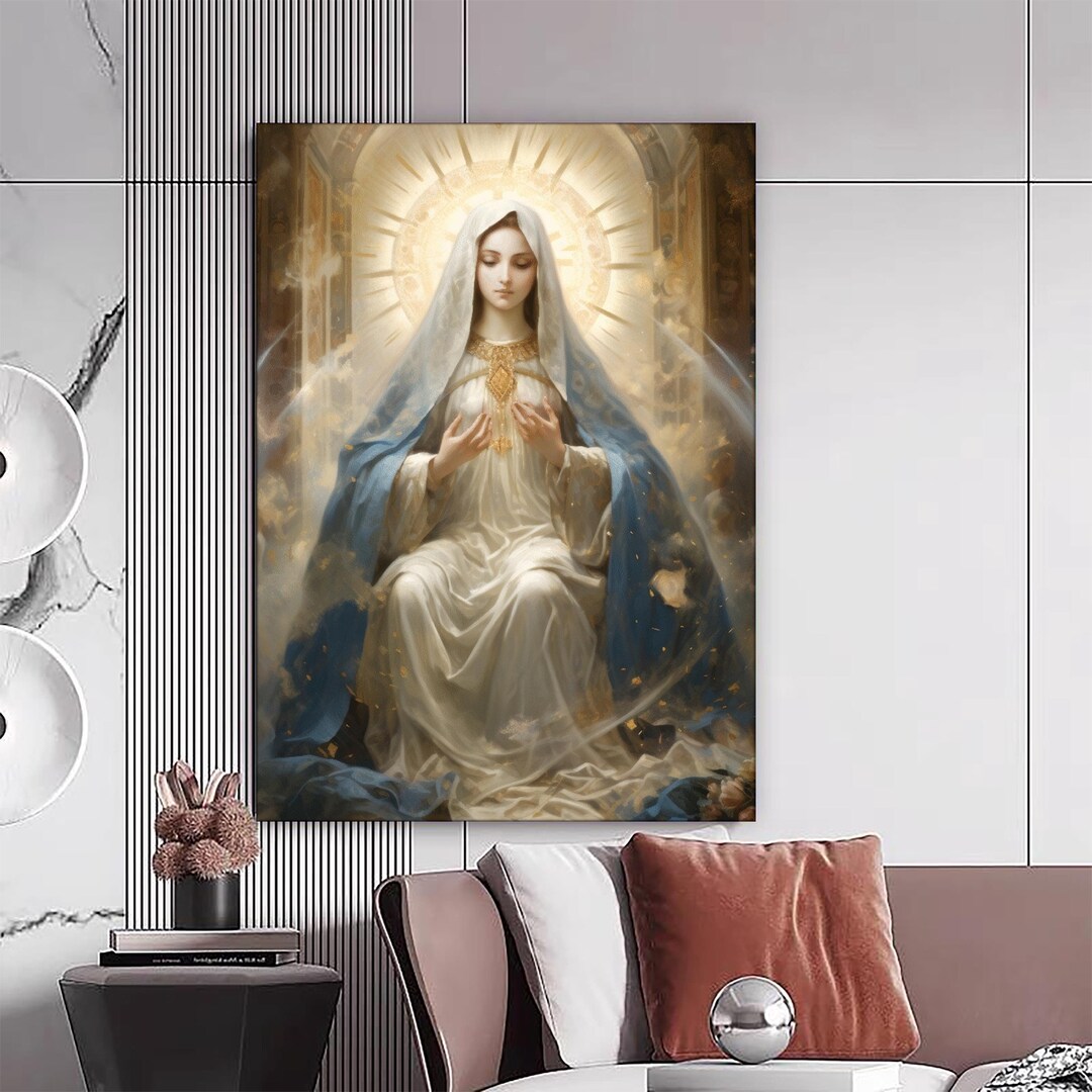 Mother Mary Canvas Print, Christian Home Decor, Mother Mary Wall Print ...