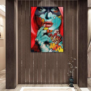 Pop Art Woman Canvas Painting, Pop Art Wall Painting, Woman Home Decor ...