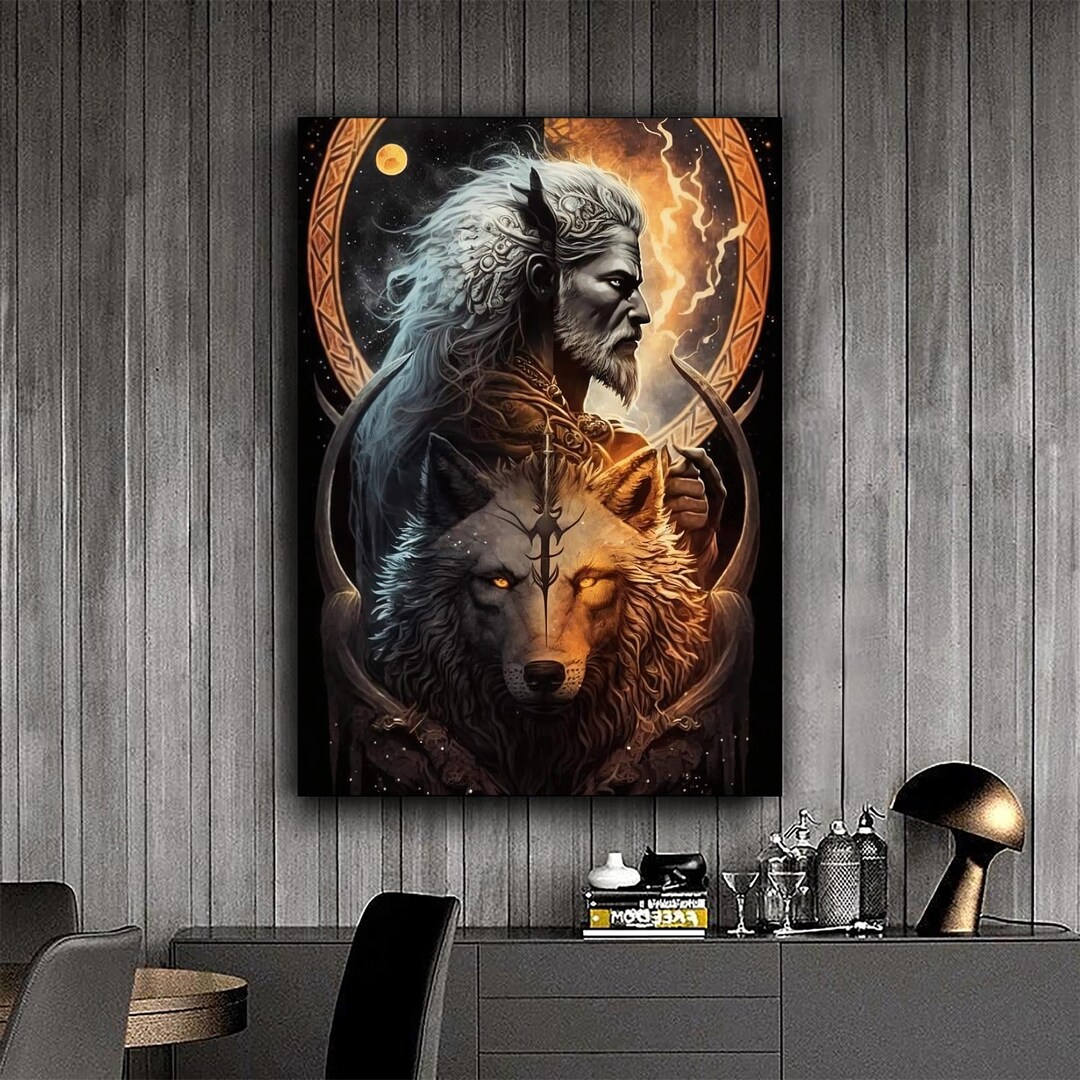 Wolf Canvas Painting, Mythological Wall Painting, Home Decor, Artwork ...