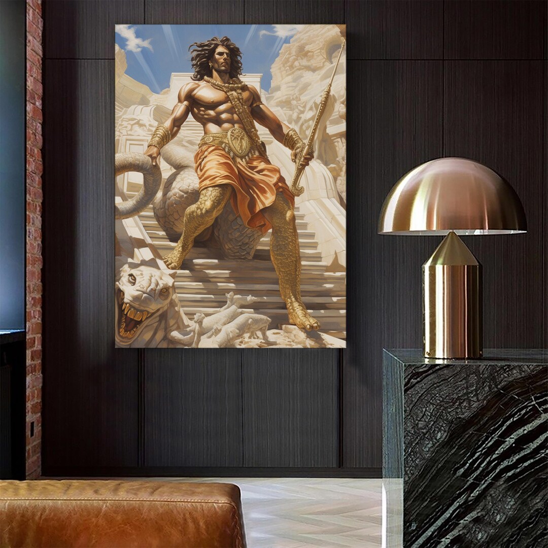 Hercules Canvas Painting, Greek Mythology Wall Painting, Home Decor ...