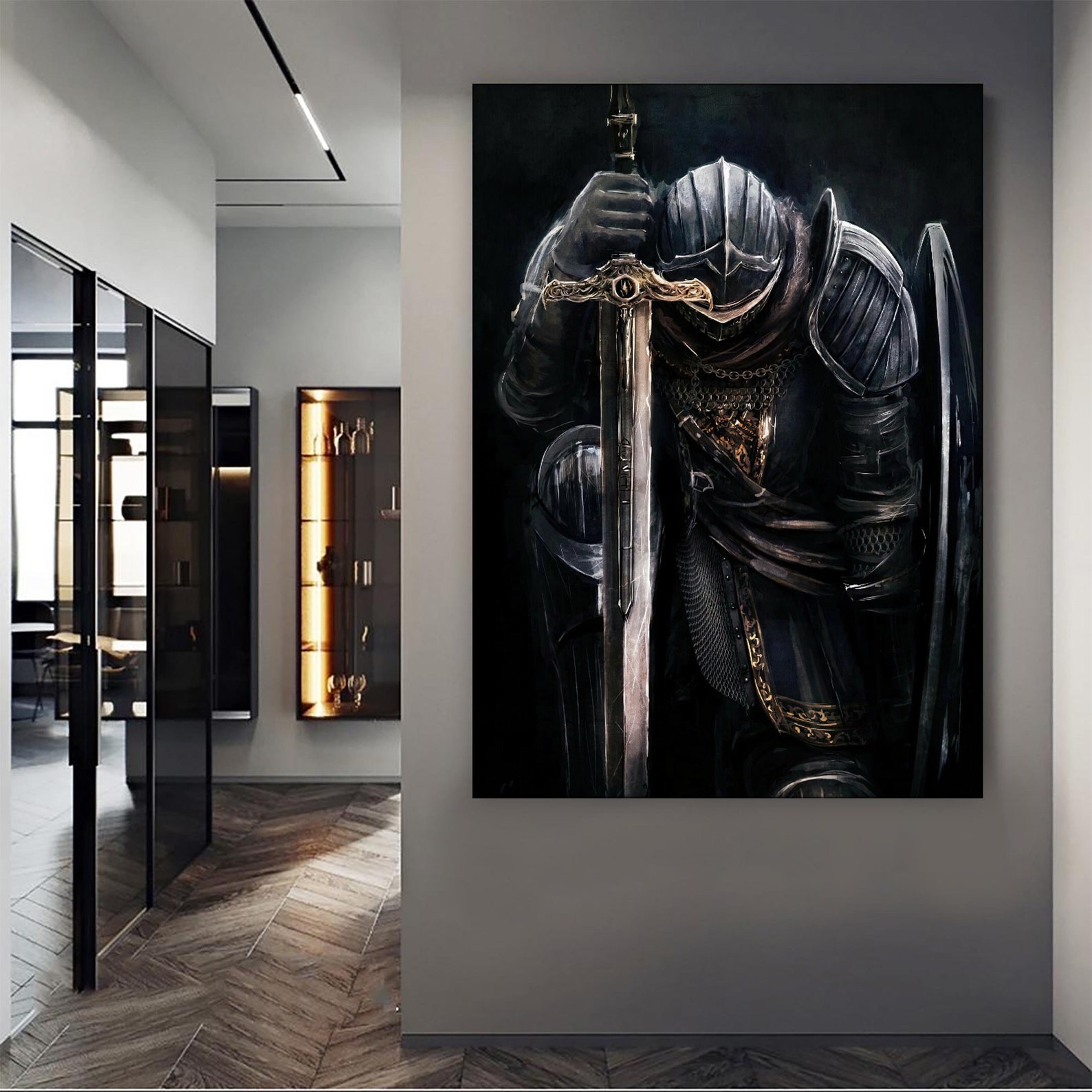 Knight Canvas Painting, Knight Wall Painting, Warrior Home Decor ...