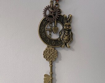 White Rabbit Alice in Wonderland Steampunk Pendant Necklace - Etsy