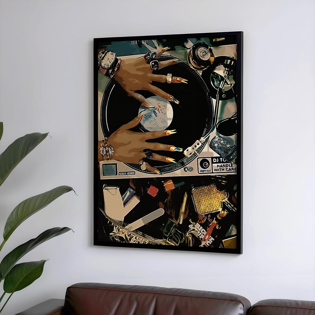 DJ Turntable Art Print: Vinyl Record, Music Room Decor (digital ...