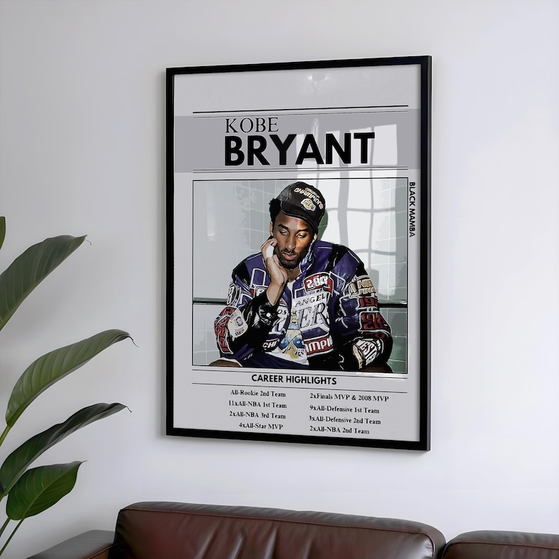 Bryant Basketball Poster – Mamba Mentality Wall Art – Motivational ...