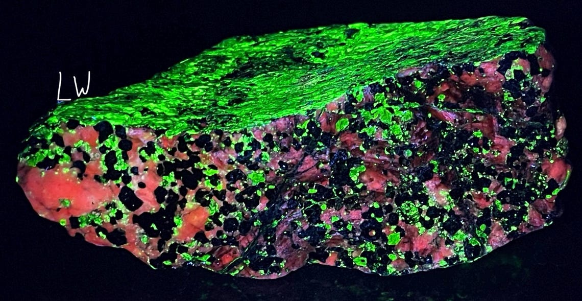 Bright Willemite Calcite Franklinite UV Fluorescent Mineral Sample ...