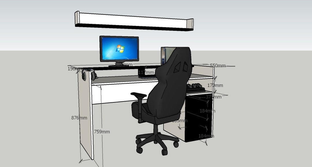 Exclusive Gamer Desk Design | Sketchup Plans and Models - Etsy