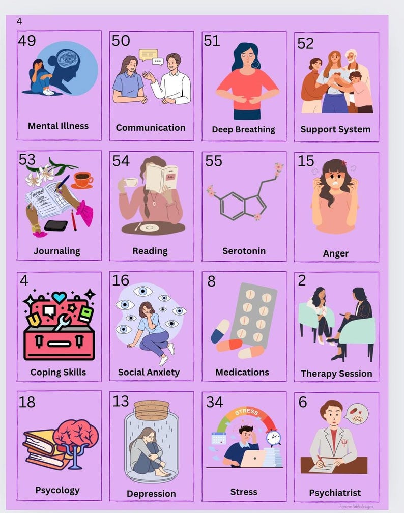 Mental Health Loteria - Etsy
