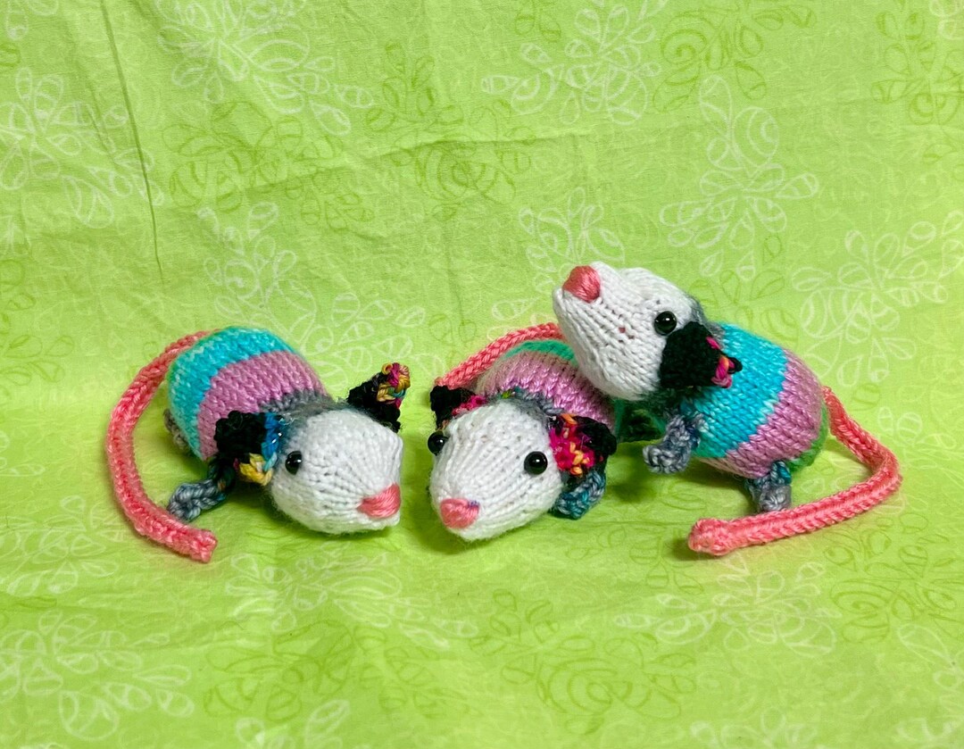 Bitchin' Possum, Tiny, Amigurumi, Hand-knit, Ready to Ship, Colorful ...