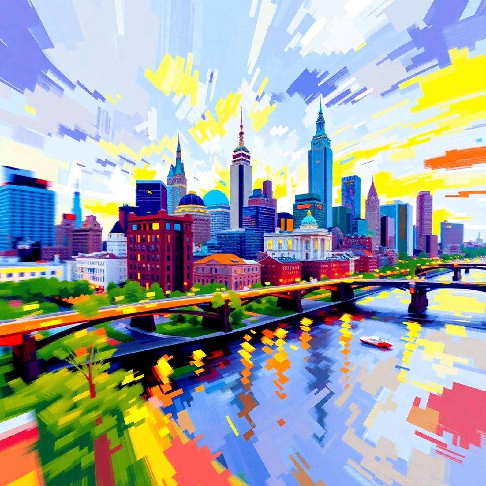 Philadelphia Skyline Vibrant Colors - Etsy