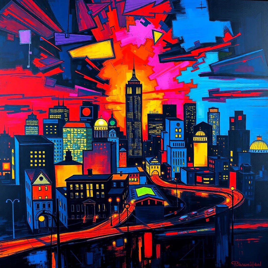 Philadelphia Skyline Vibrant Colors - Etsy