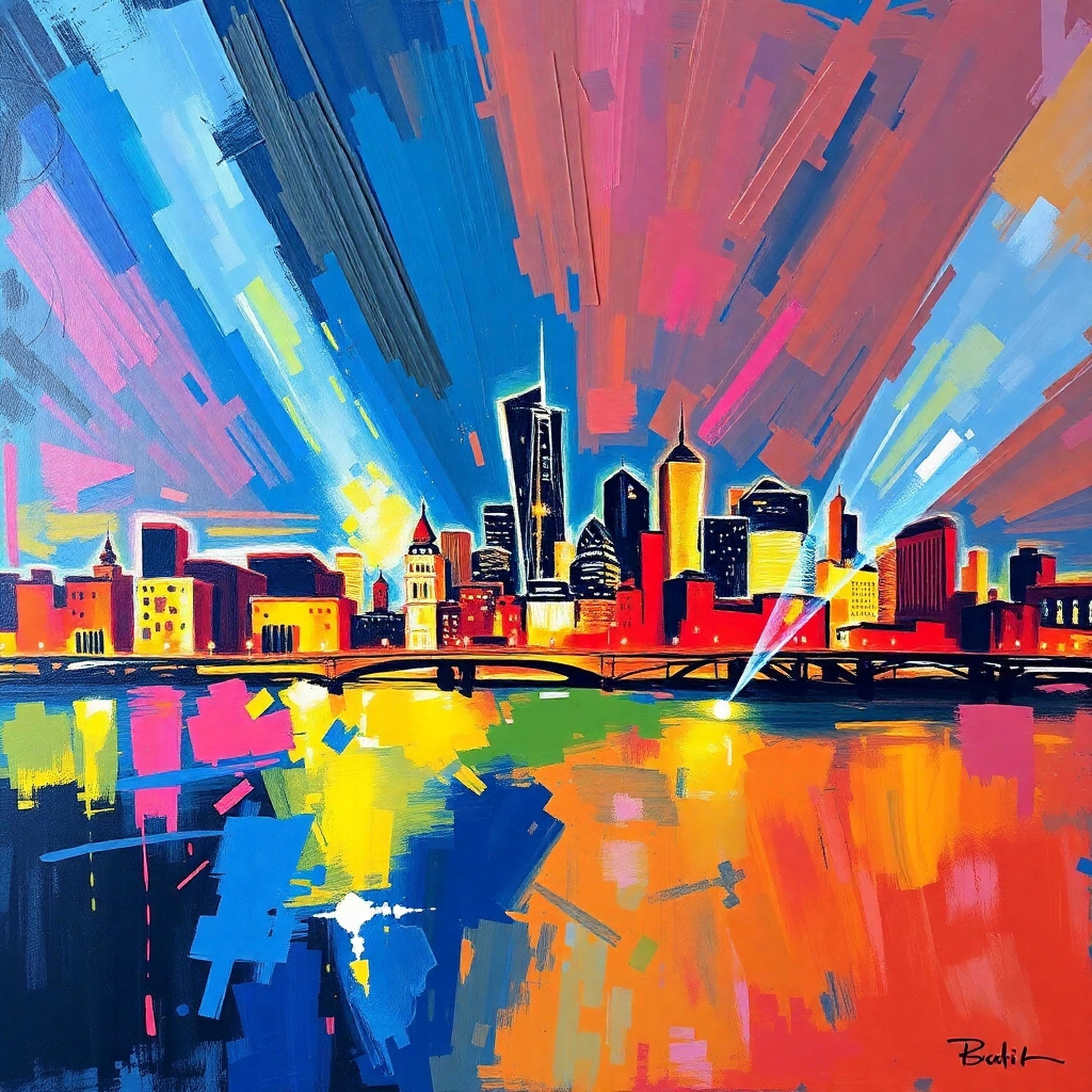 Philadelphia Skyline Vibrant Colors - Etsy