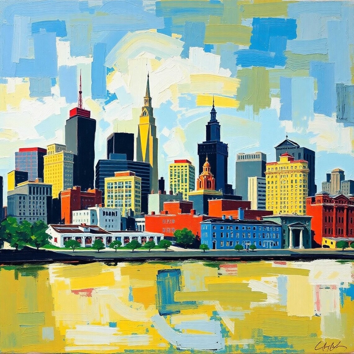 Philadelphia Skyline Vibrant Colors - Etsy
