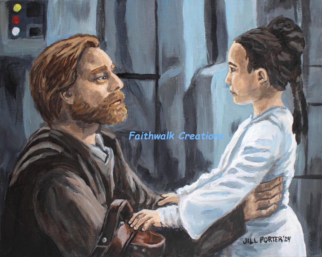Star Wars Obi-wan Kenobi and Leia Fan Art 8x10 Giclee Print - Etsy