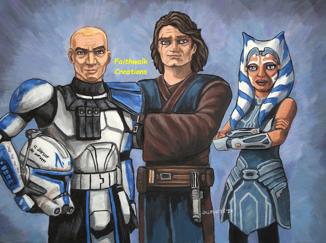 Star Wars the Clone Wars Rex, Anakin, Ahsoka Fan Art 5x7 Giclee Print ...