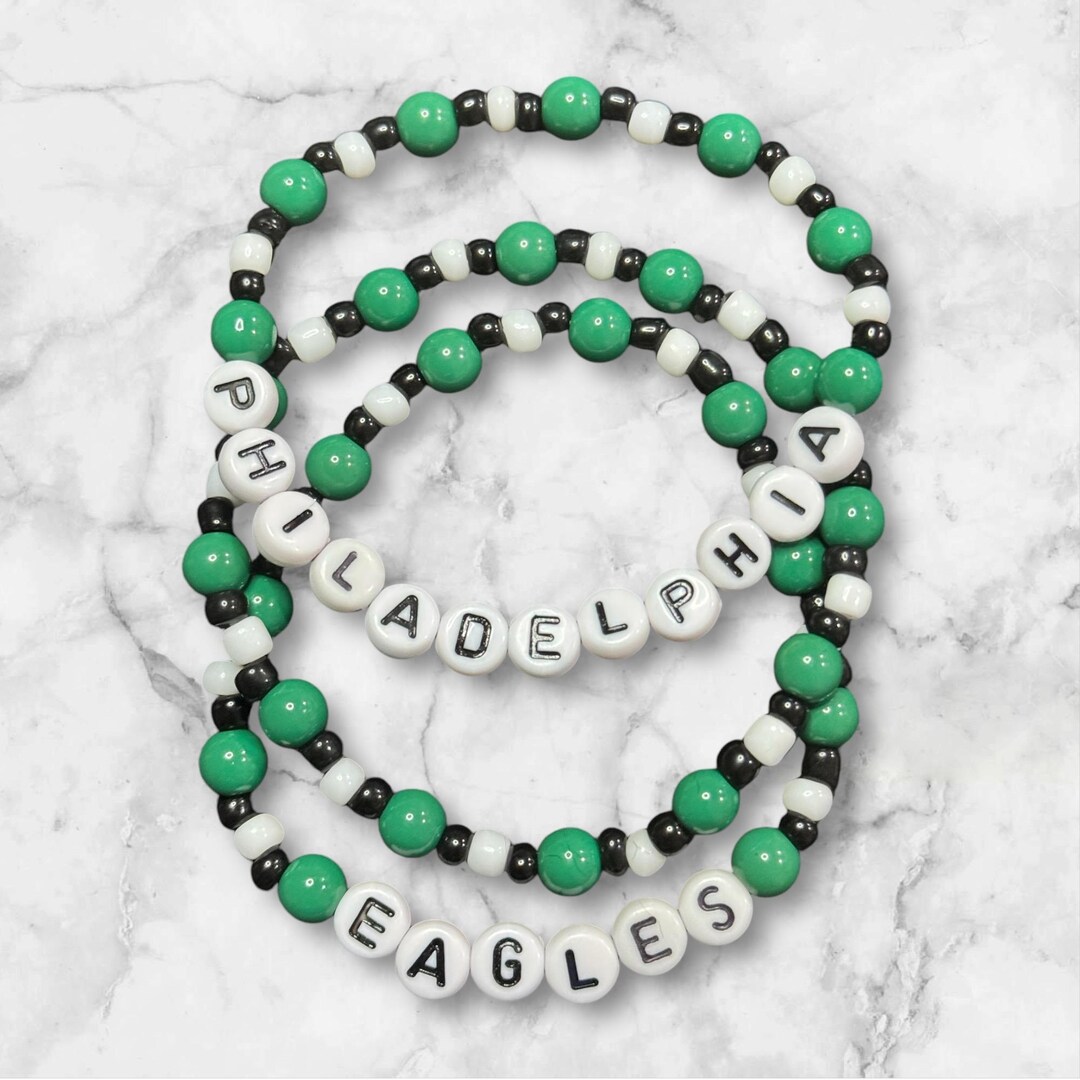 Philadelphia Eagles Football Team Inspired Stackable Bracelets. - Etsy