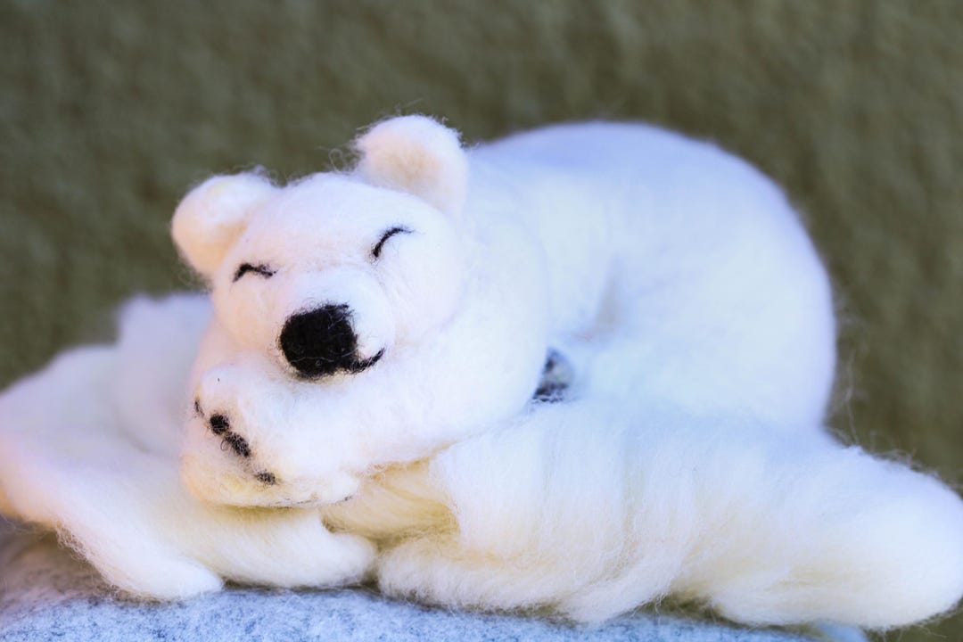 Miniature Hand Wool Felted Sleeping Polar Bear Plushy - Etsy