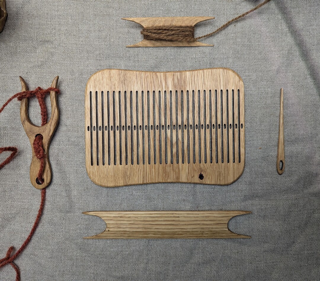 Excellent Oak Weaving Set Rigid Heddle Loom 55 Holes Lucet Needle 2 X ...