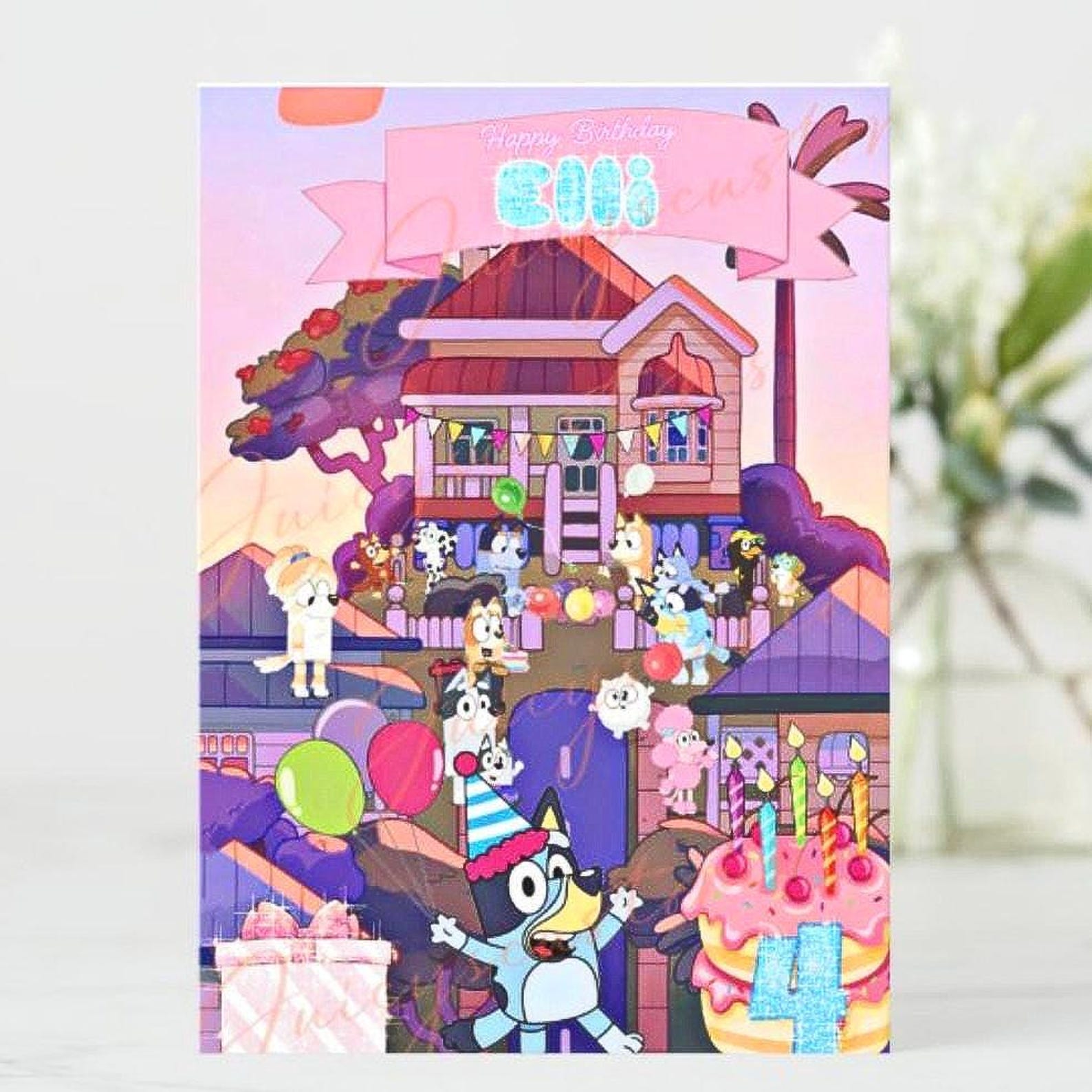 Custom Bluey Girl Birthday Card for Gifts || GIRLS EDITION - Etsy