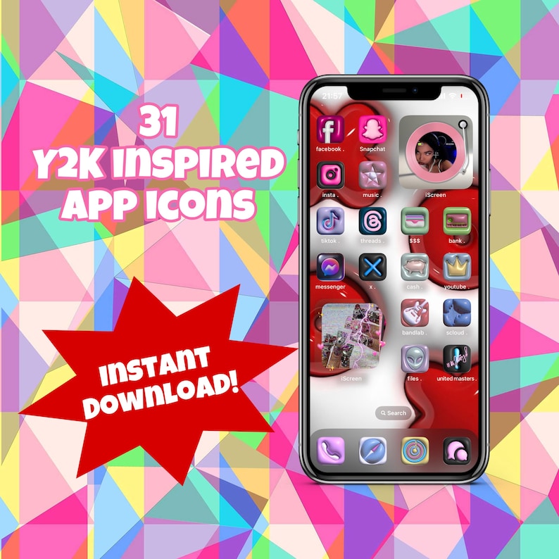 Y2K INSPIRED PUFFY ICONS || Y2K “grunge” 3D Inflated App Icons - Etsy