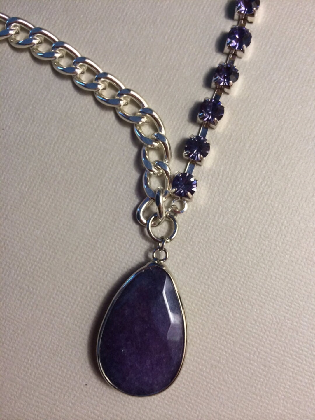 Purple Stone/rhinestone Necklace - Etsy