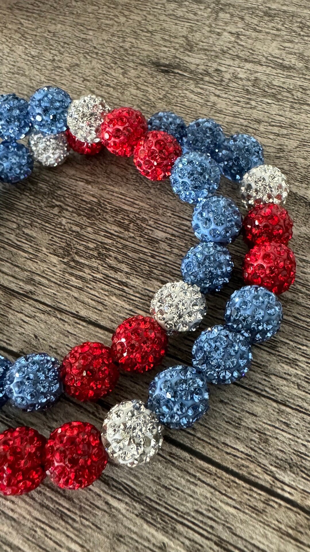 Baseball Bling Necklace-red, White & Light Blue - Etsy