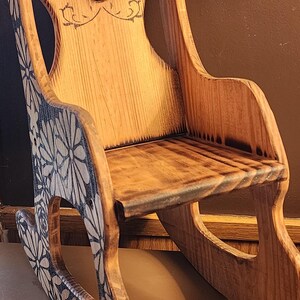 Woodburned Doll Sized Rocking Chair Handmade - Etsy