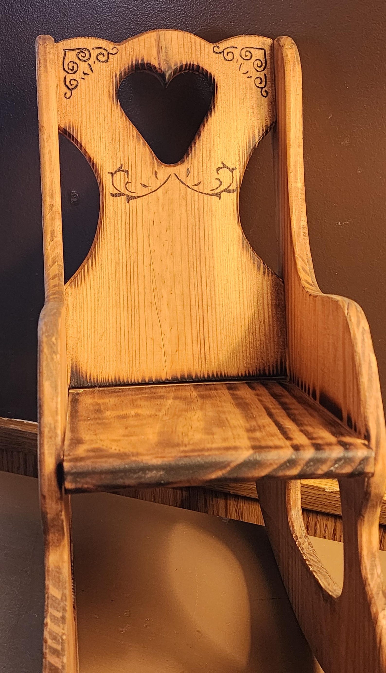 Woodburned Doll Sized Rocking Chair Handmade - Etsy