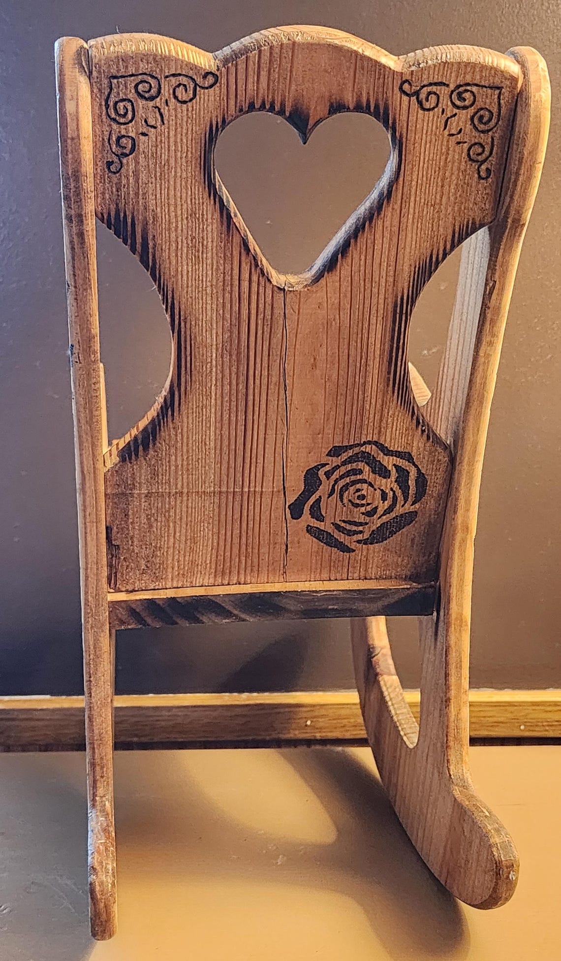 Woodburned Doll Sized Rocking Chair Handmade - Etsy
