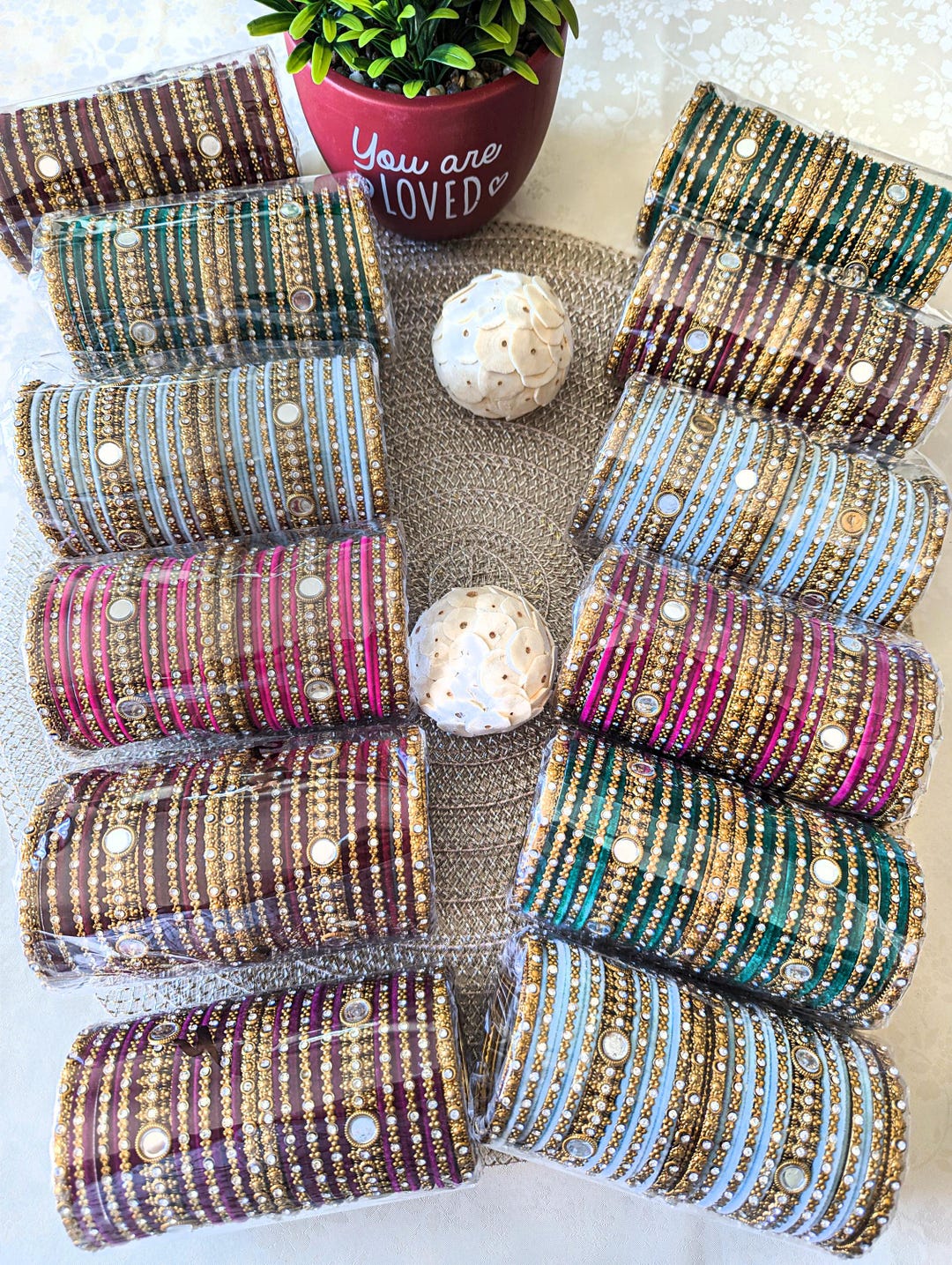Mirror Velvet Bangles: Stone Studded Sheesha Chudiya Bangle Set, Indian ...