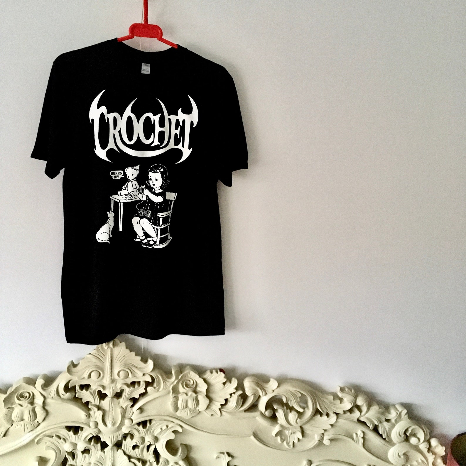 Crochet. Hand Printed Unisex T-shirt. Rock Metal Goth Alt. | Etsy