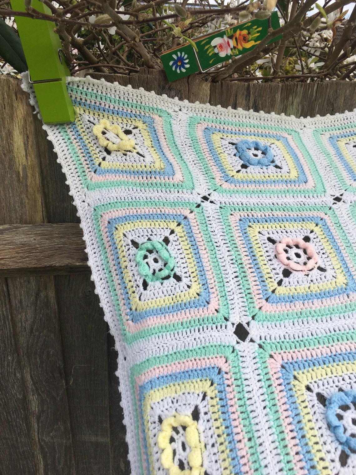 Vintage 1980's Sofa Throw Crochet Blanket Patchwork Hand - Etsy