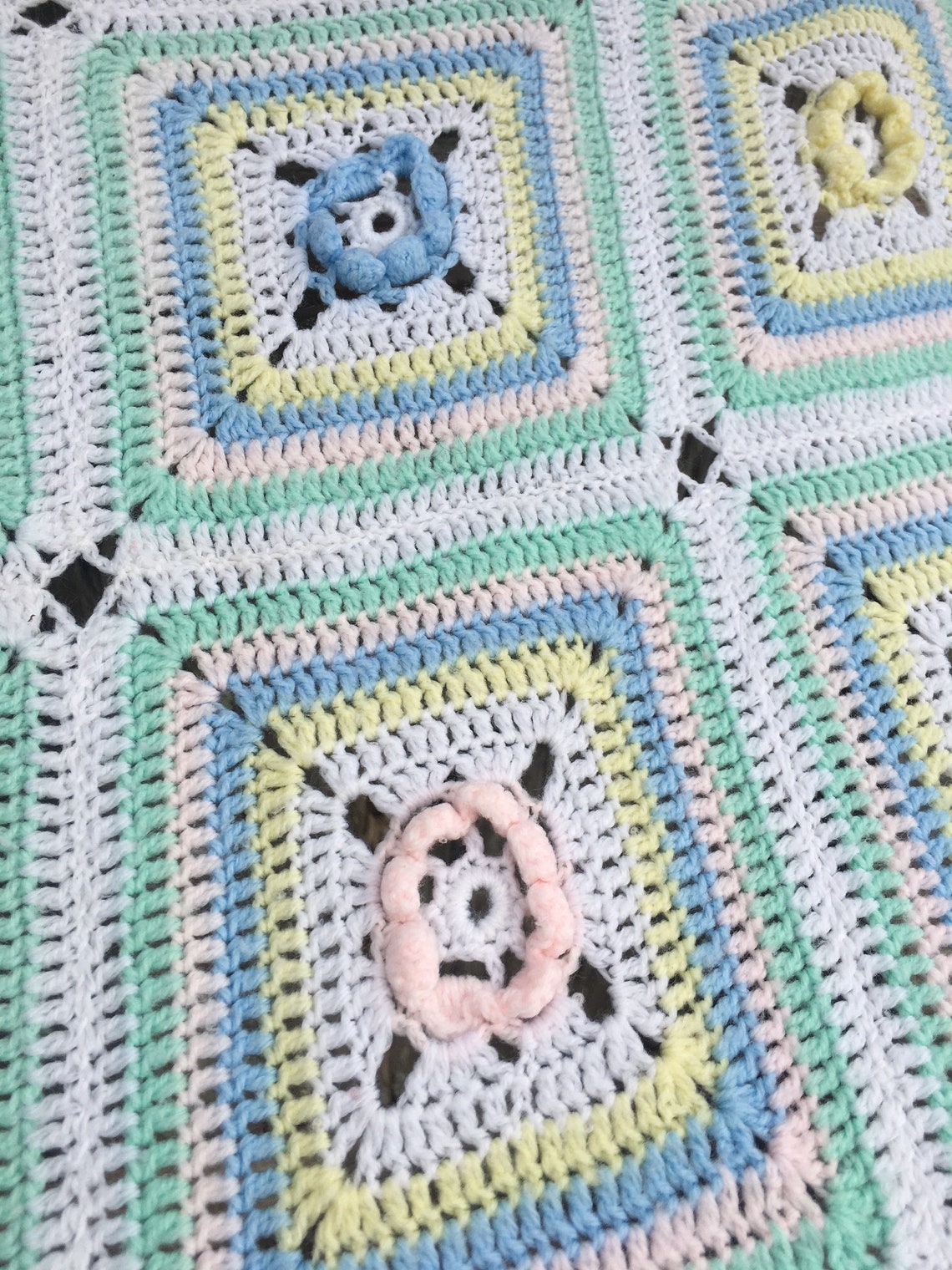 Vintage 1980's Sofa Throw Crochet Blanket Patchwork Hand - Etsy