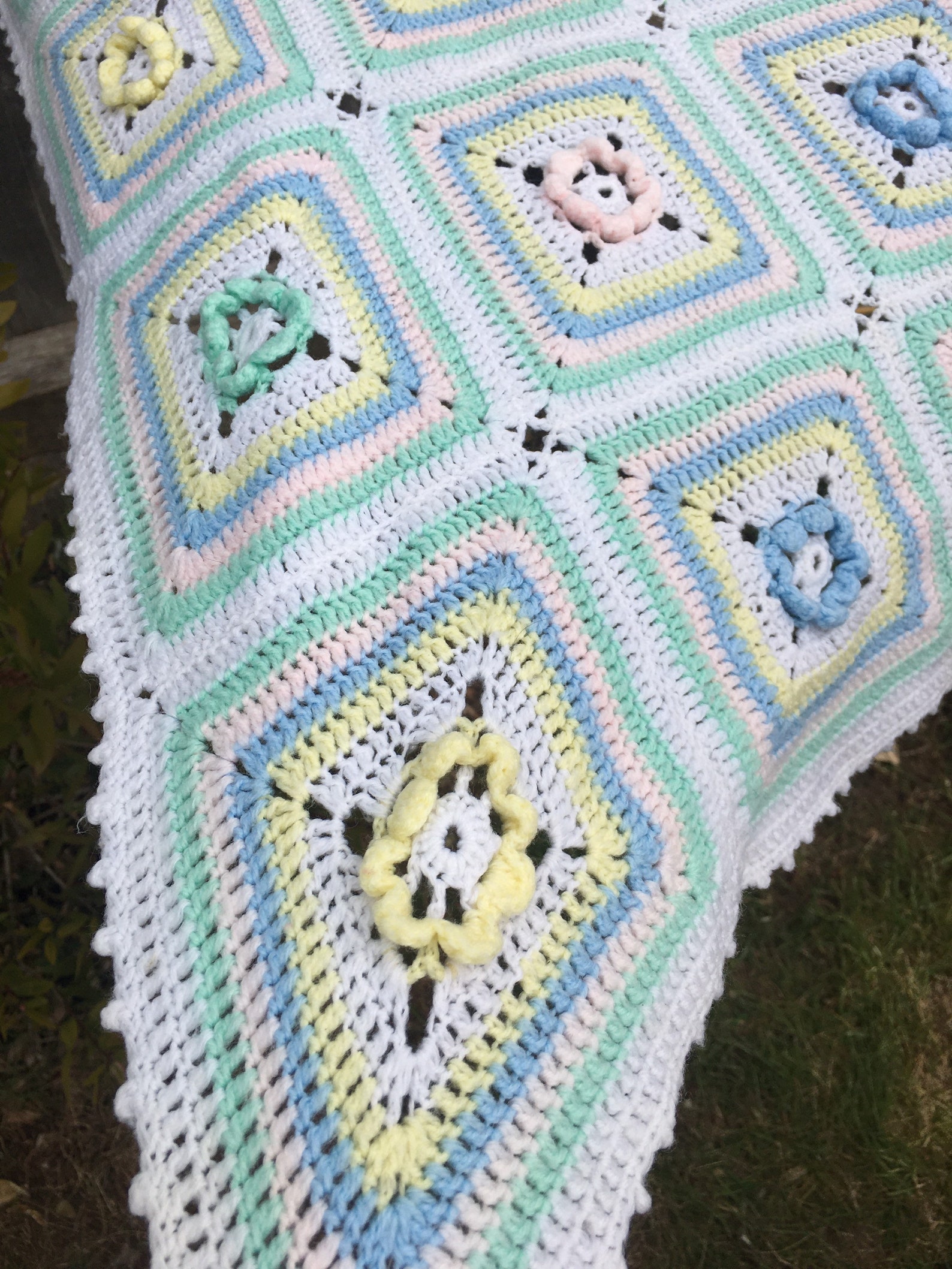 Vintage 1980's Sofa Throw Crochet Blanket Patchwork Hand - Etsy