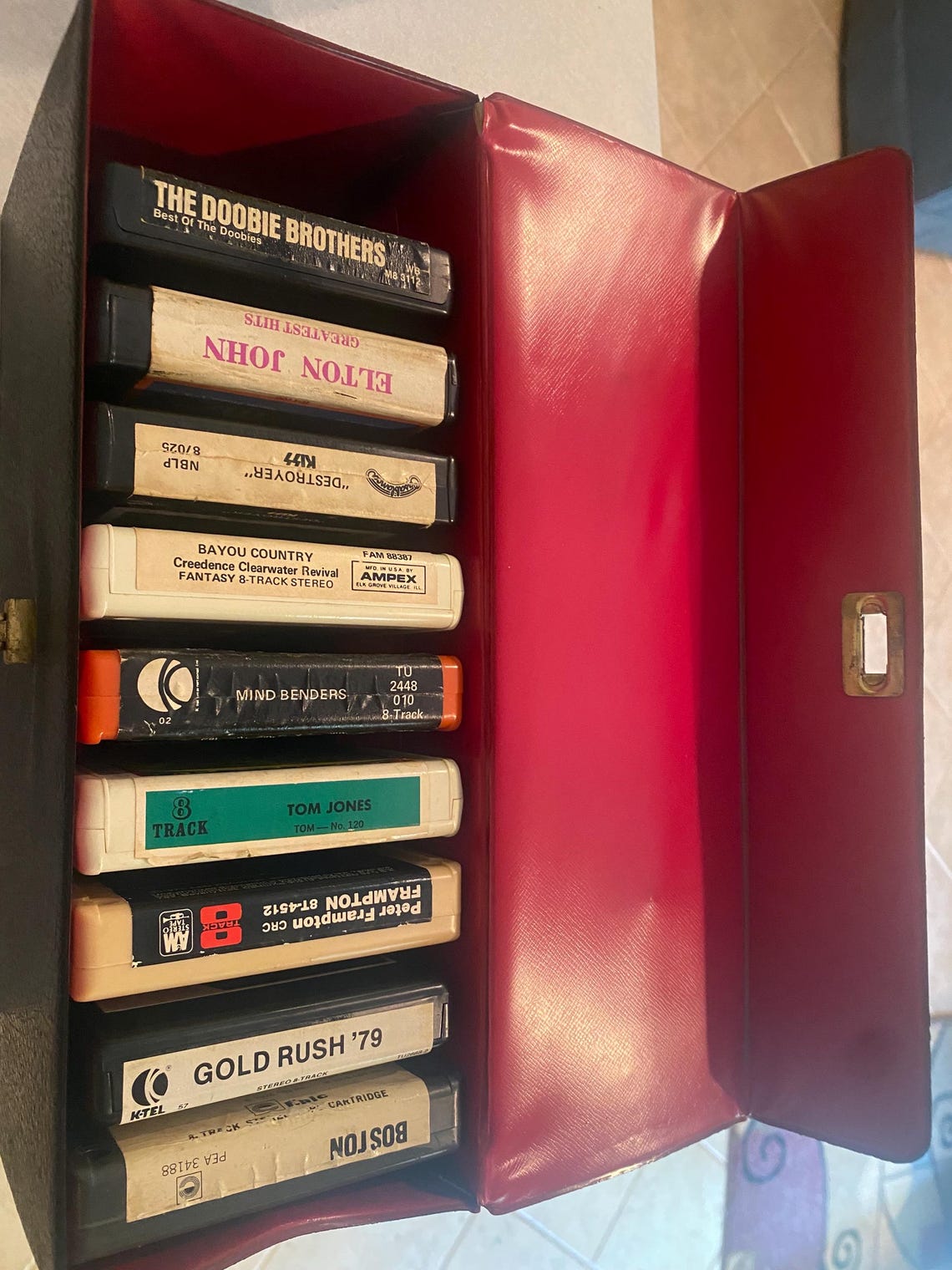 Vintage Leather 8-track Storage Carrying Case Carrier Holds 10 Tapes. 9 ...