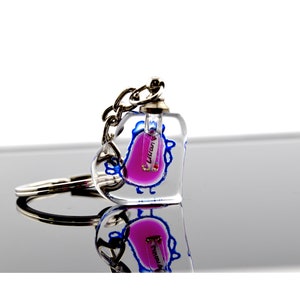 Custom Name-on-rice Charm Keychain or Phone Strap | Personalized Name on Grain of Rice in Glass ...