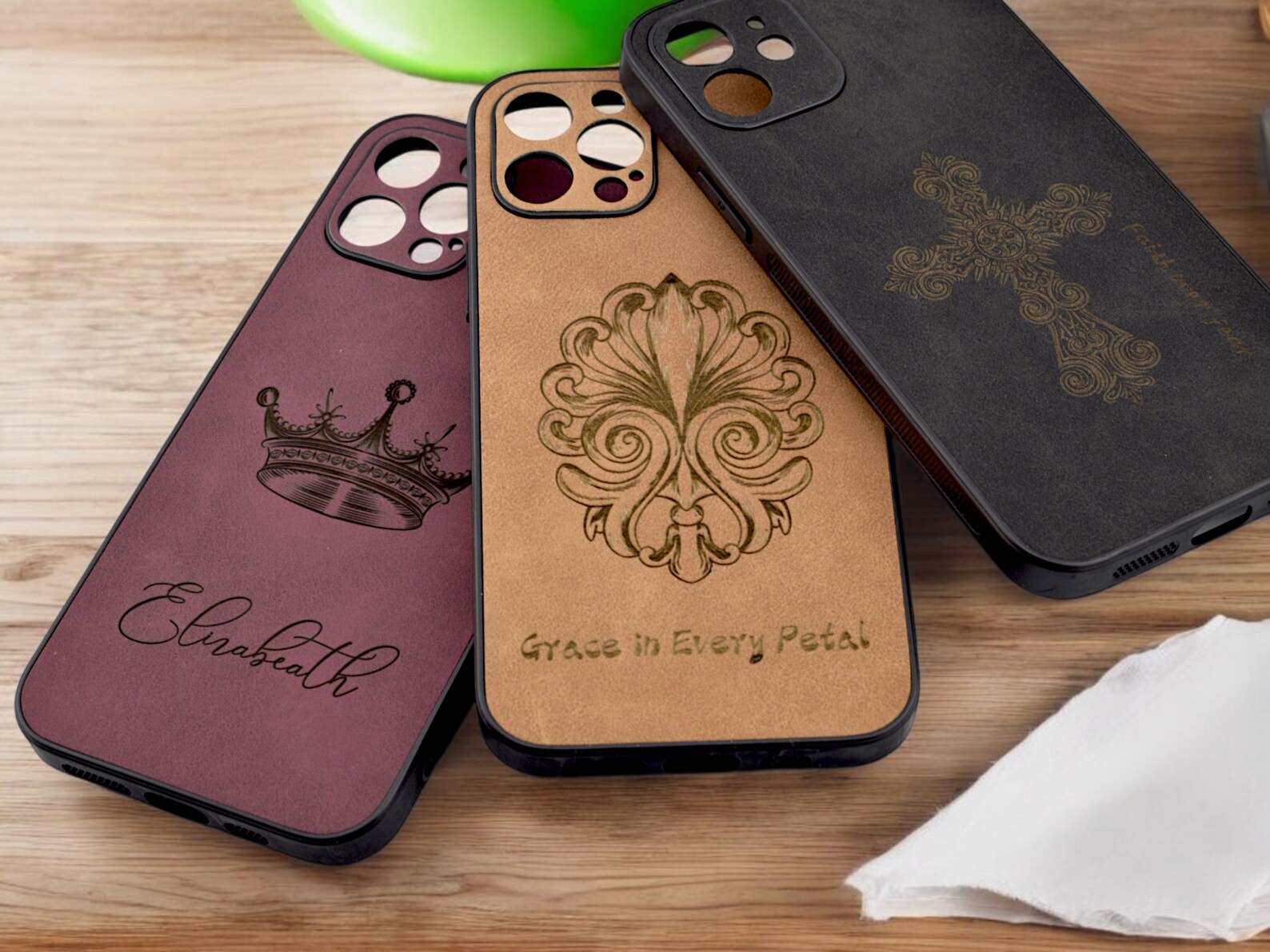 Personalized PU Faux Leather Phone Case - Custom Artwork & Font Choices ...