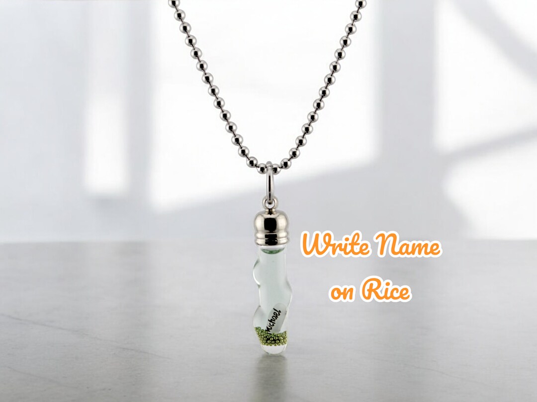 Hand Write on Rice Tube Pendant Necklace 20" or Phone / Charm Strap ...