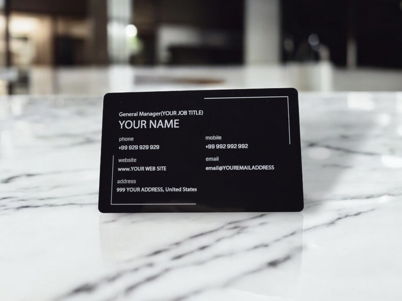 Personalized Black Metal Business Cards, Laser Engraved Anodized ...