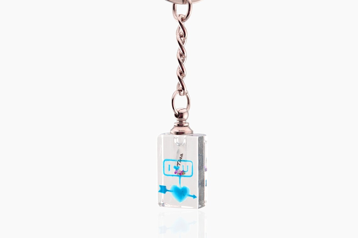 Custom Name on Rice Glass Vial Keychain or Phone Strap | Personalized Name on Grain Key Chain ...