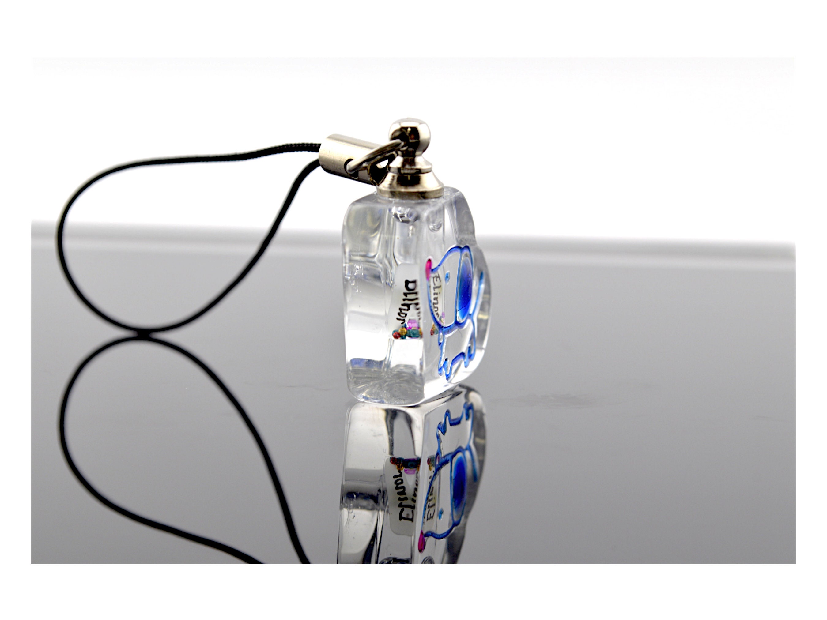Custom Name-on-rice Charm Keychain or Phone Strap | Personalized Name on Grain of Rice in Glass ...