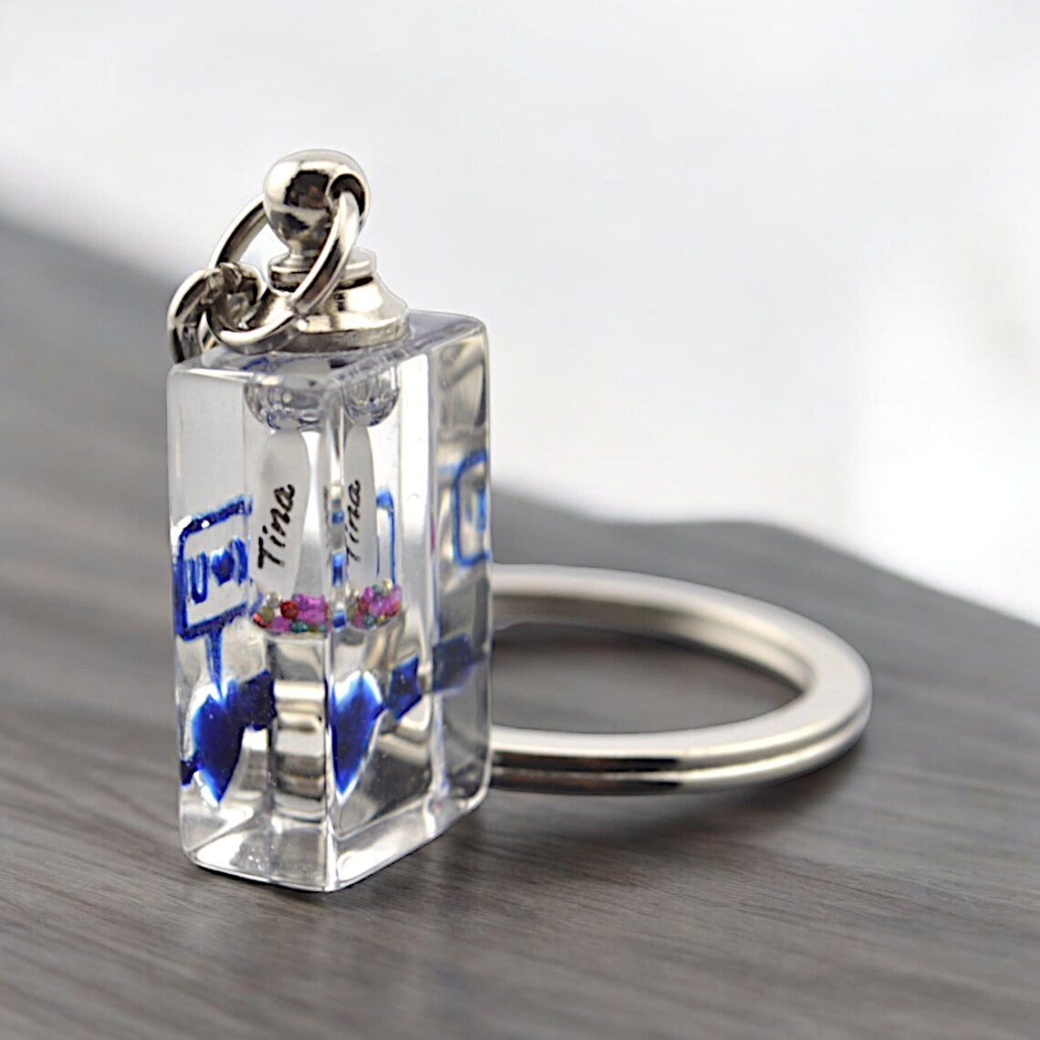 Custom Name on Rice Glass Vial Keychain or Phone Strap | Personalized Name on Grain Key Chain ...